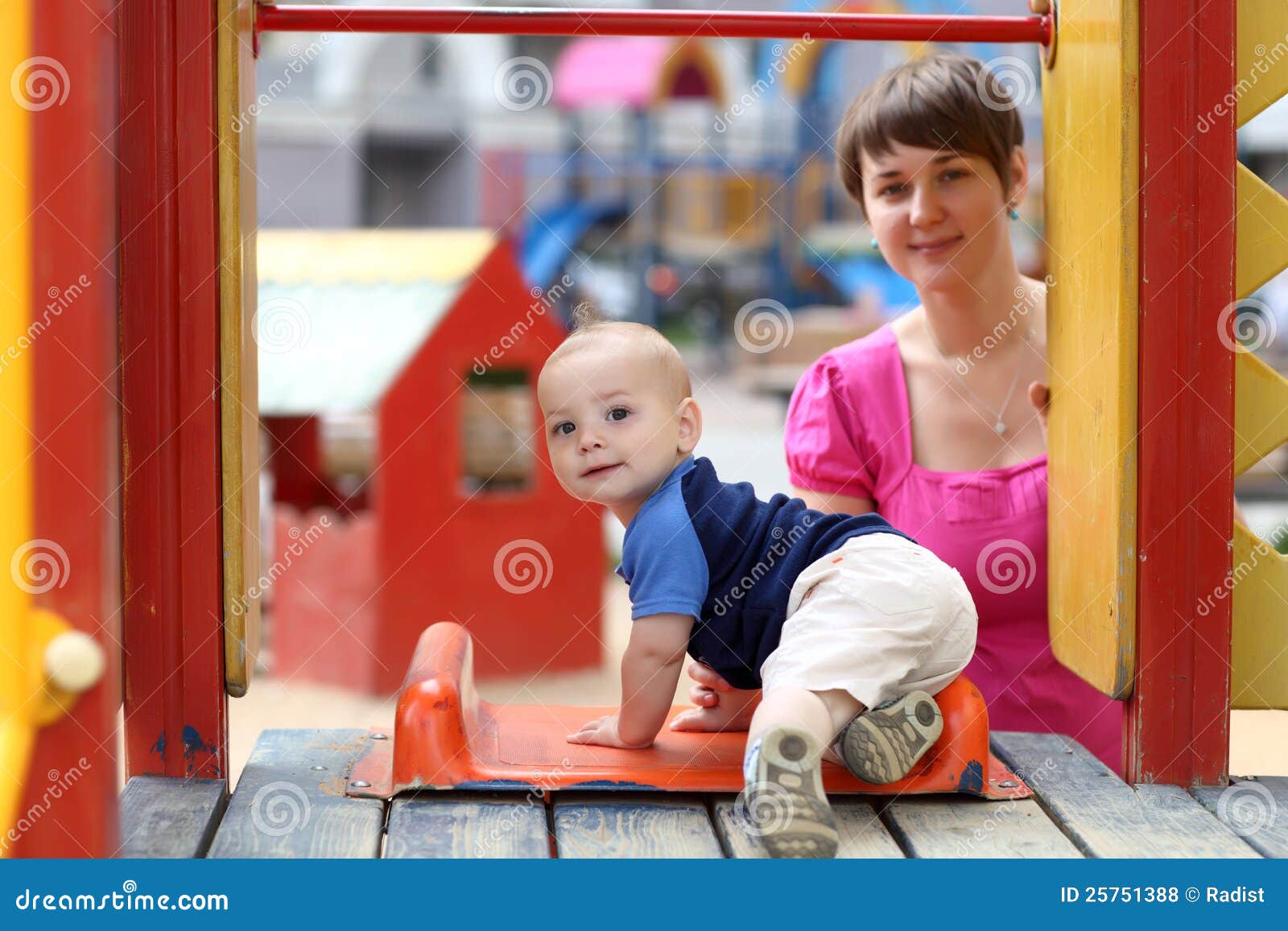 Baby going to sliding stock photo. Image of beauty, cute - 25751388