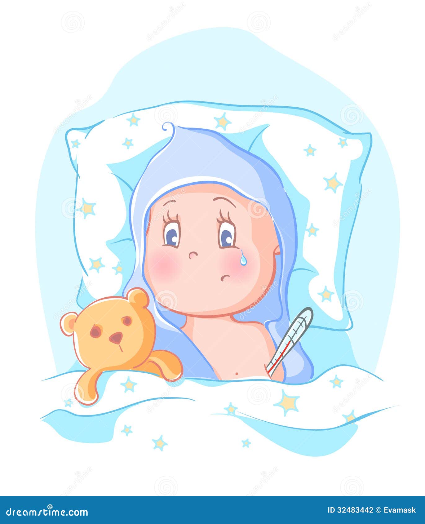 Baby got sick stock vector. Illustration of medical, drawing - 32483442