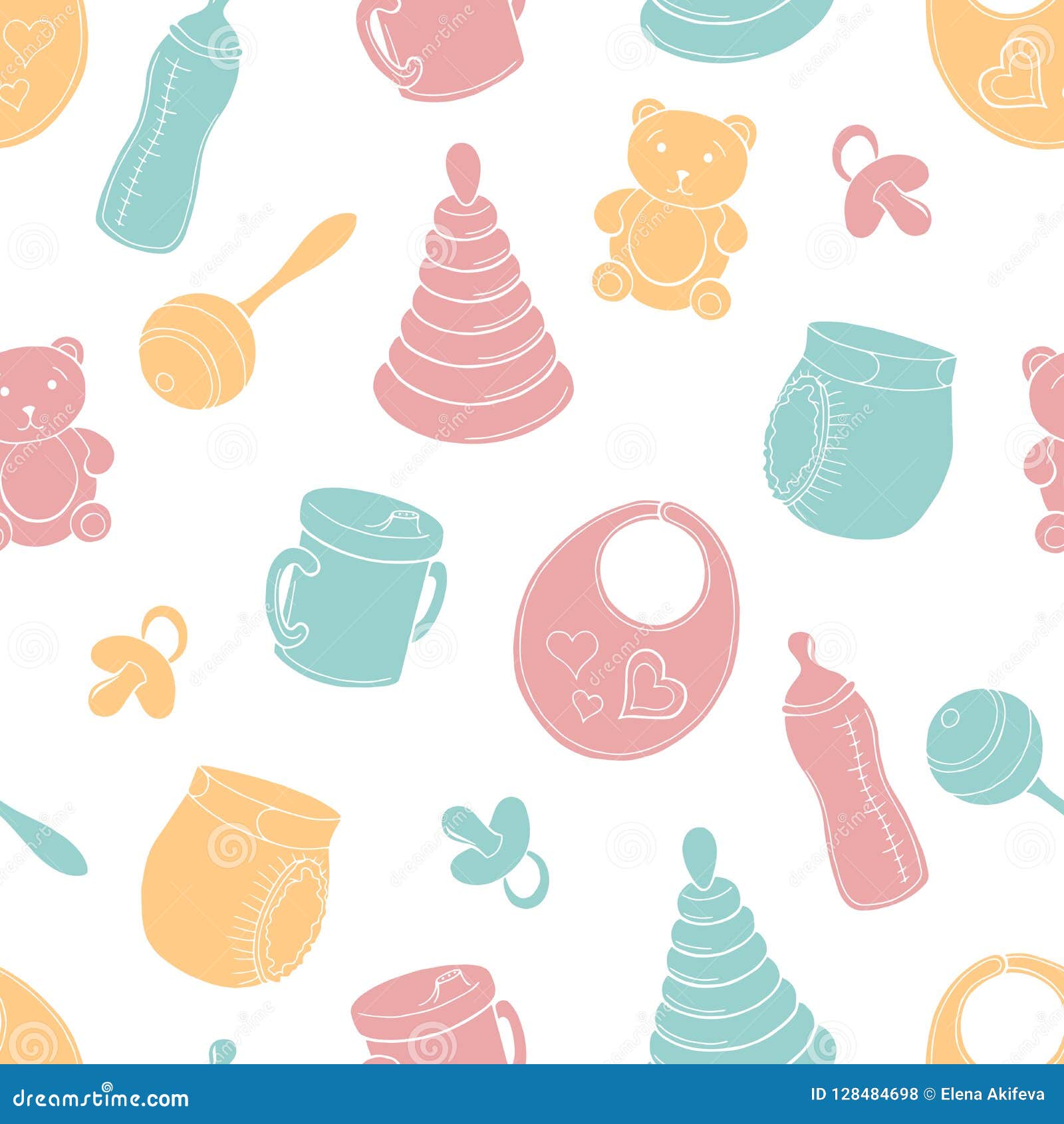 Baby Graphic Color Seamless Pattern Sketch Background Illustration ...