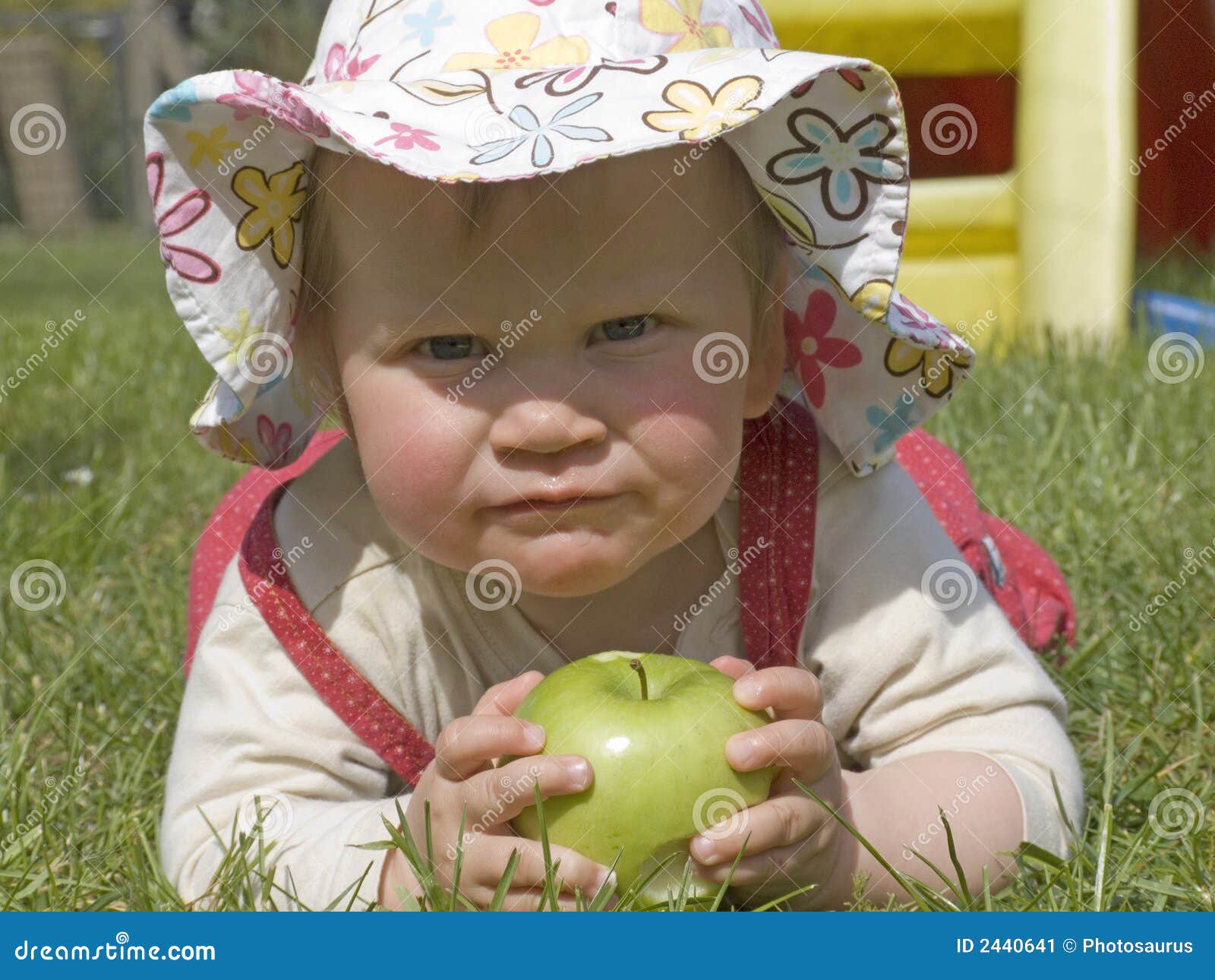 Baby with green apple stock image. Image of girl, children - 2440641