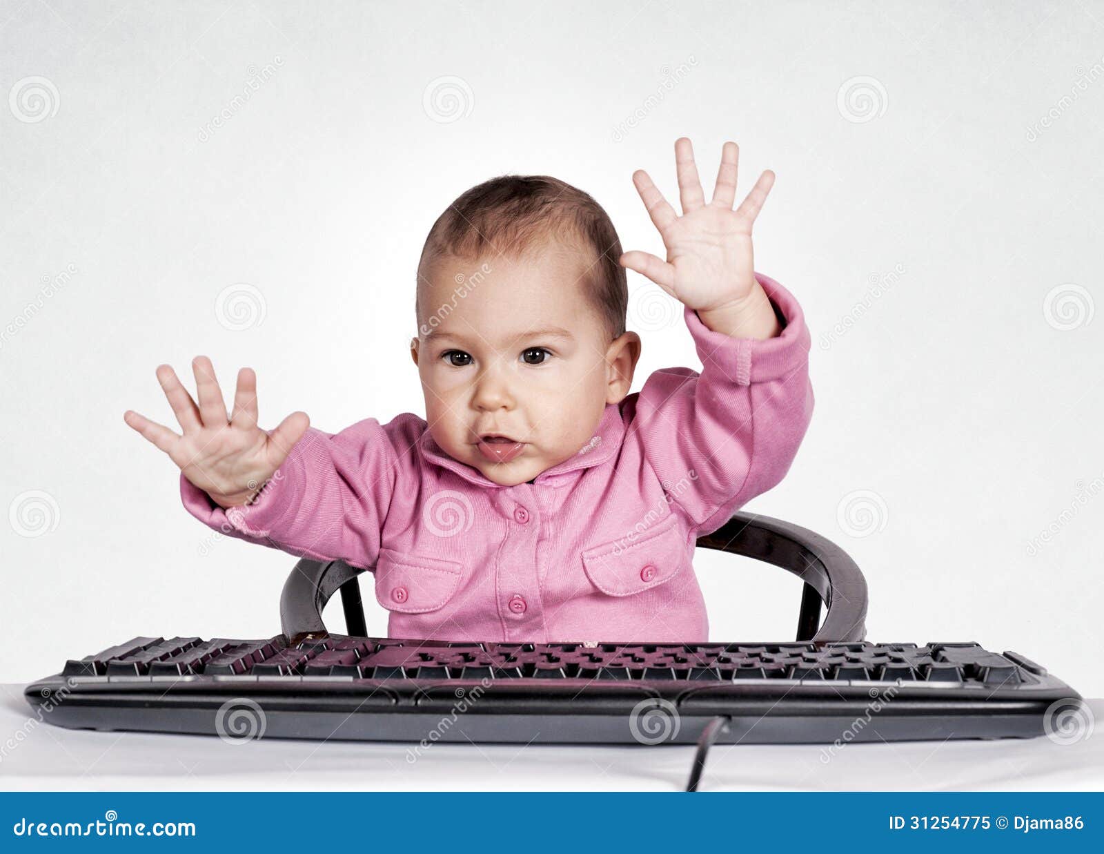 Baby hacker stock image. Image of girl, game, happiness - 31254775