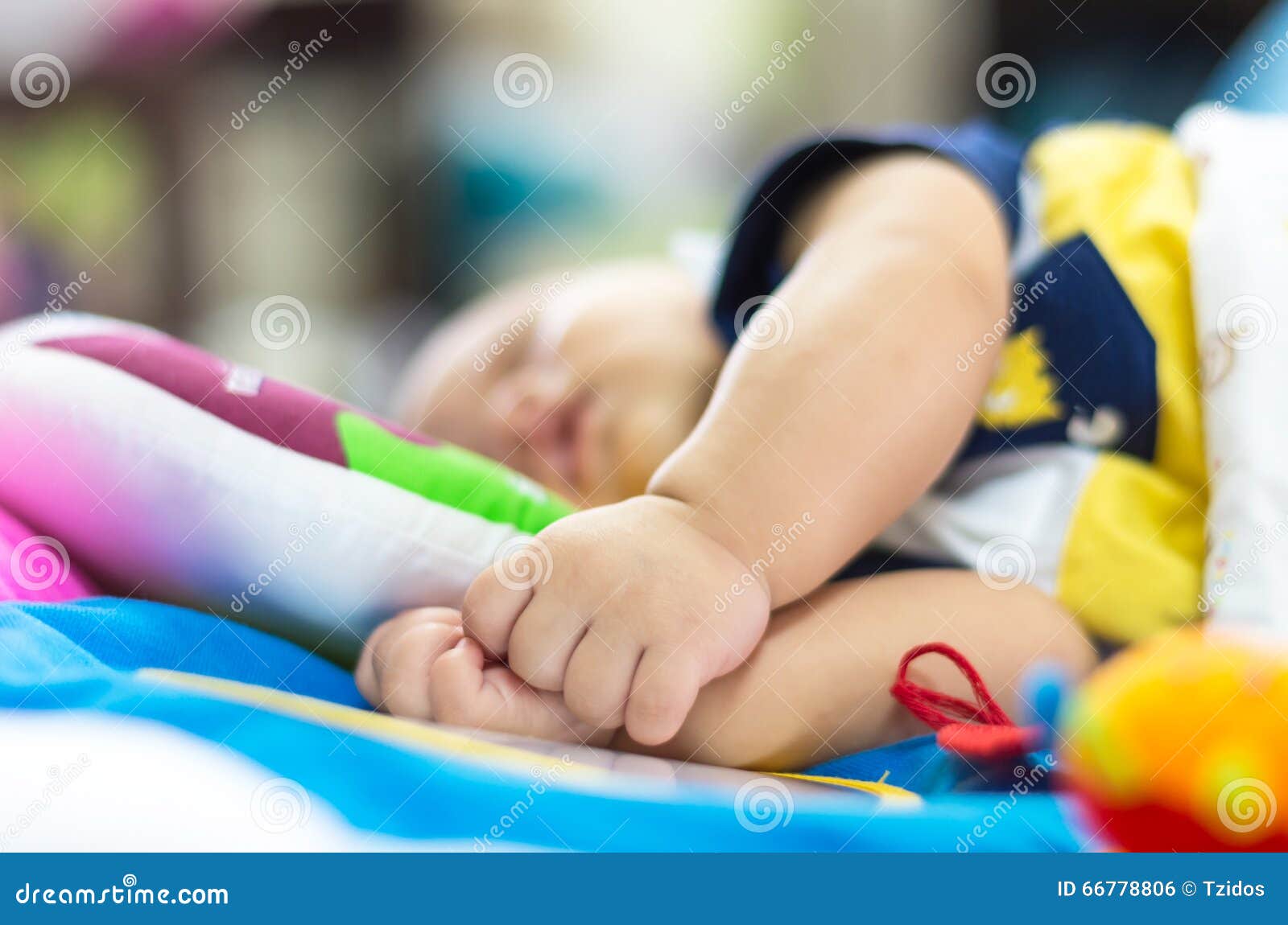 Baby hand on the bed stock photo. Image of cute, love - 66778806