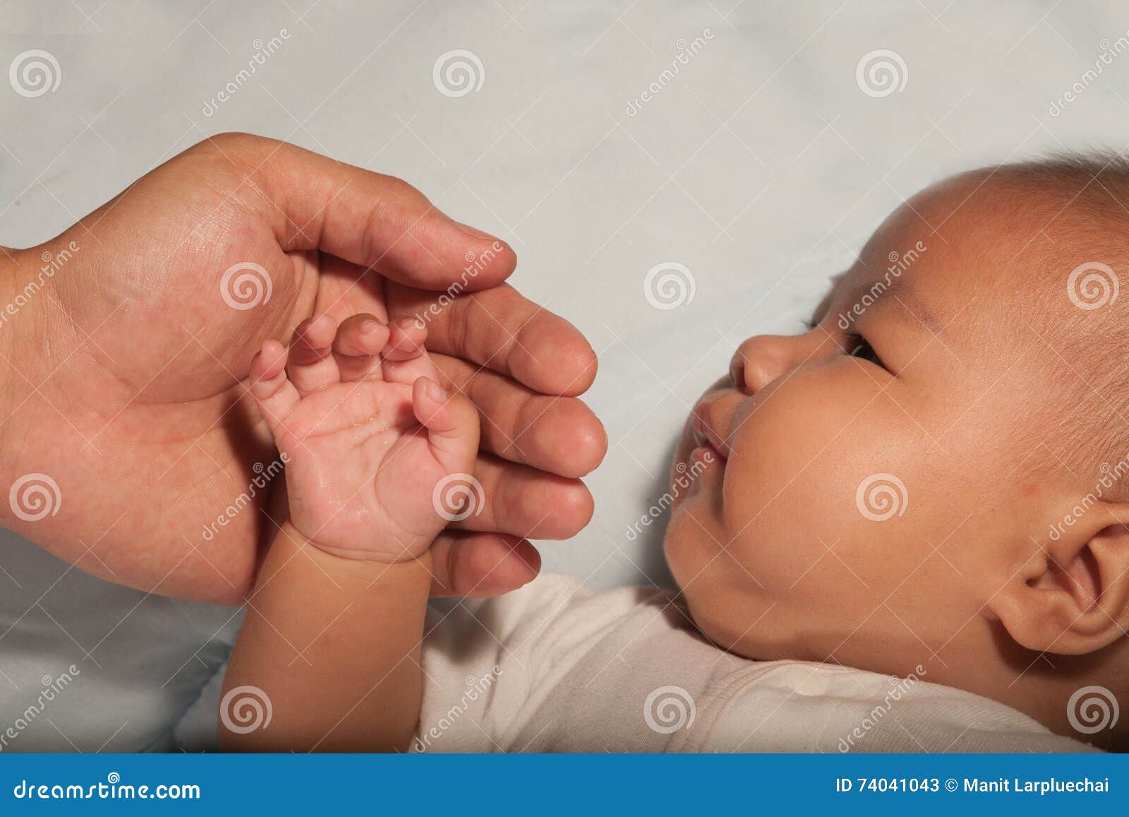 Baby Hand in Father Hands Close Up. Stock Image - Image of baby ...