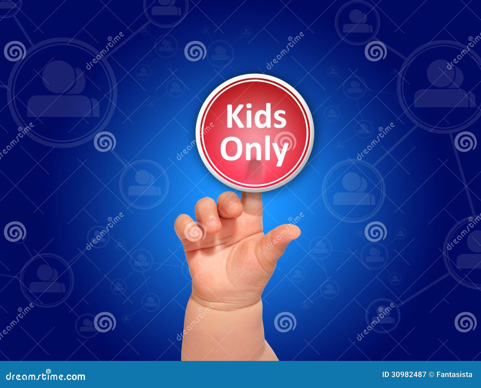 Baby hand pressing button. stock image. Image of area - 30982487