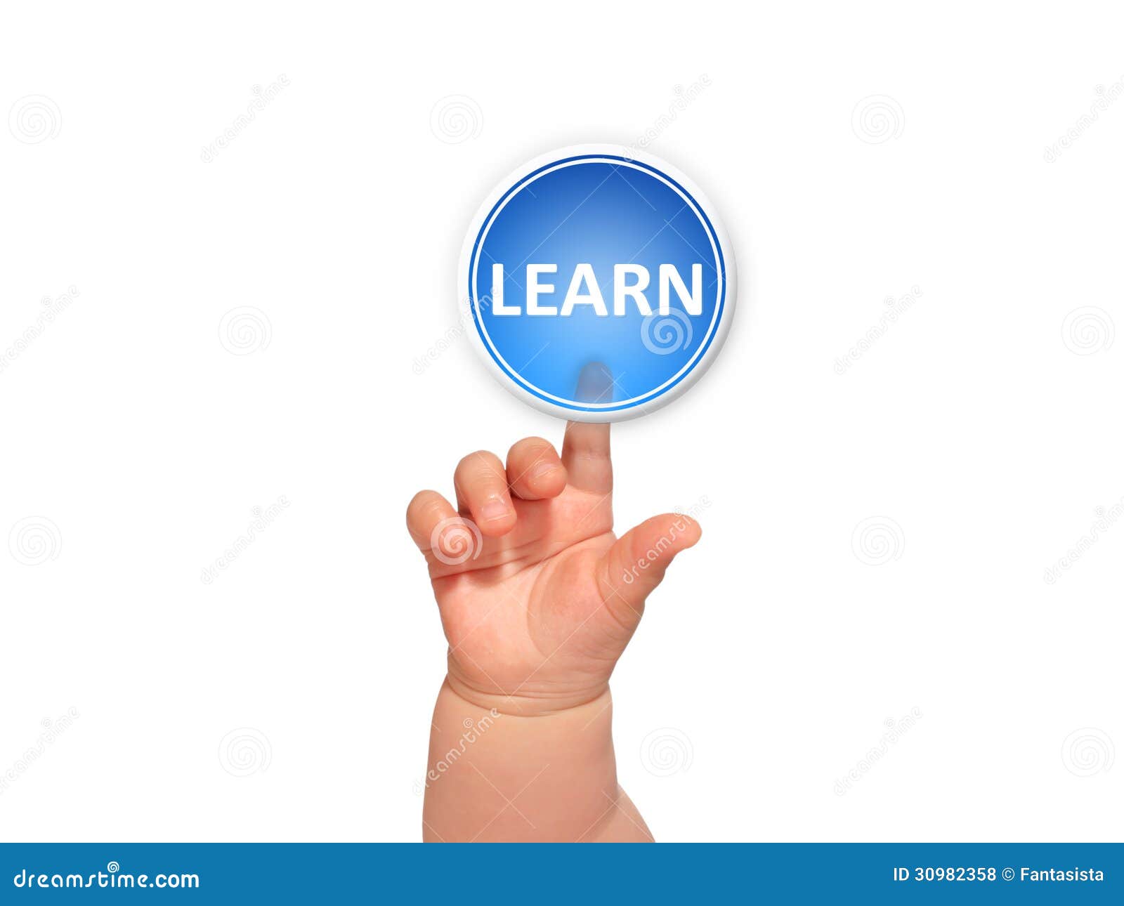 Baby hand pressing button. stock photo. Image of push - 30982358