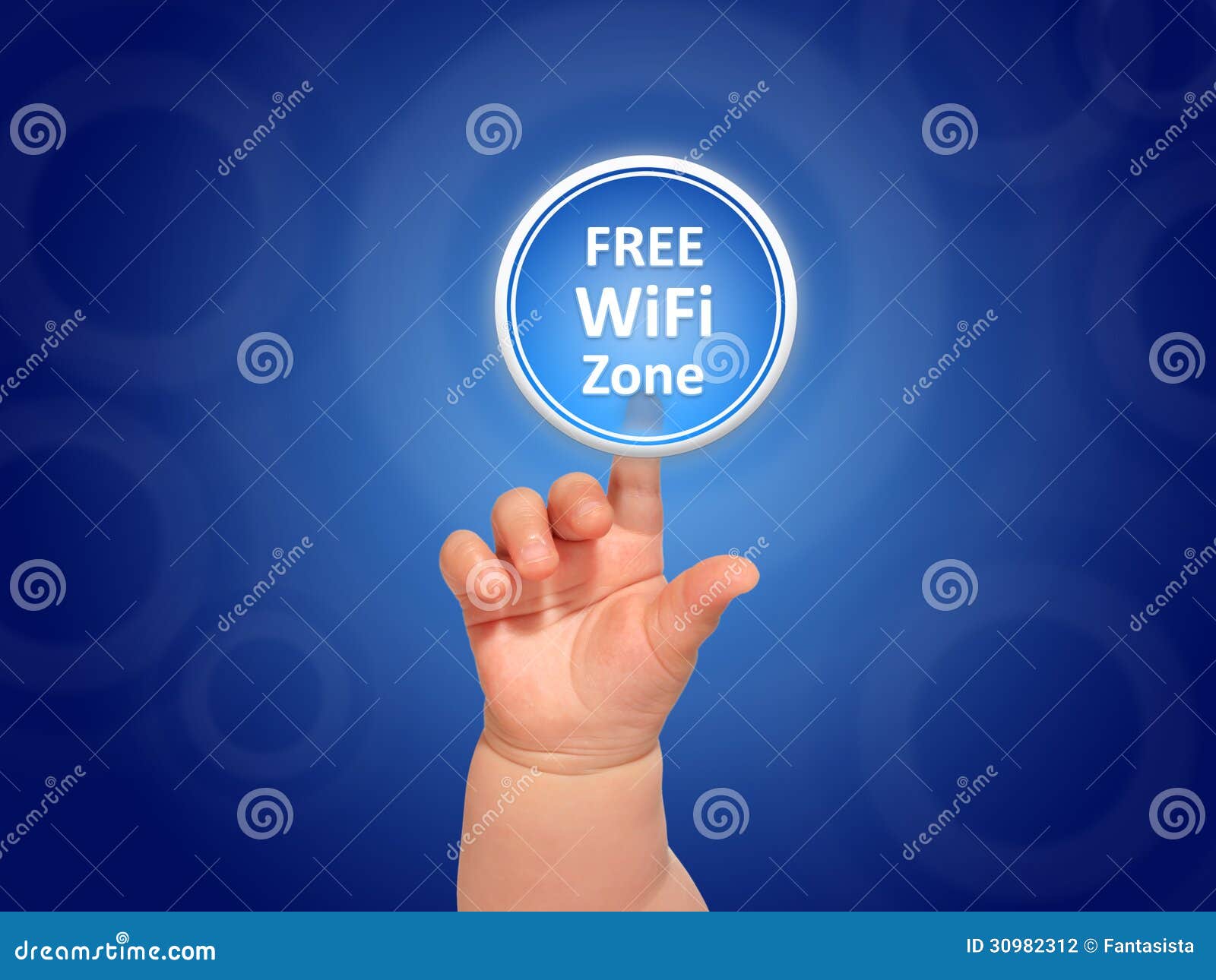 Baby hand pressing button. stock photo. Image of children - 30982312