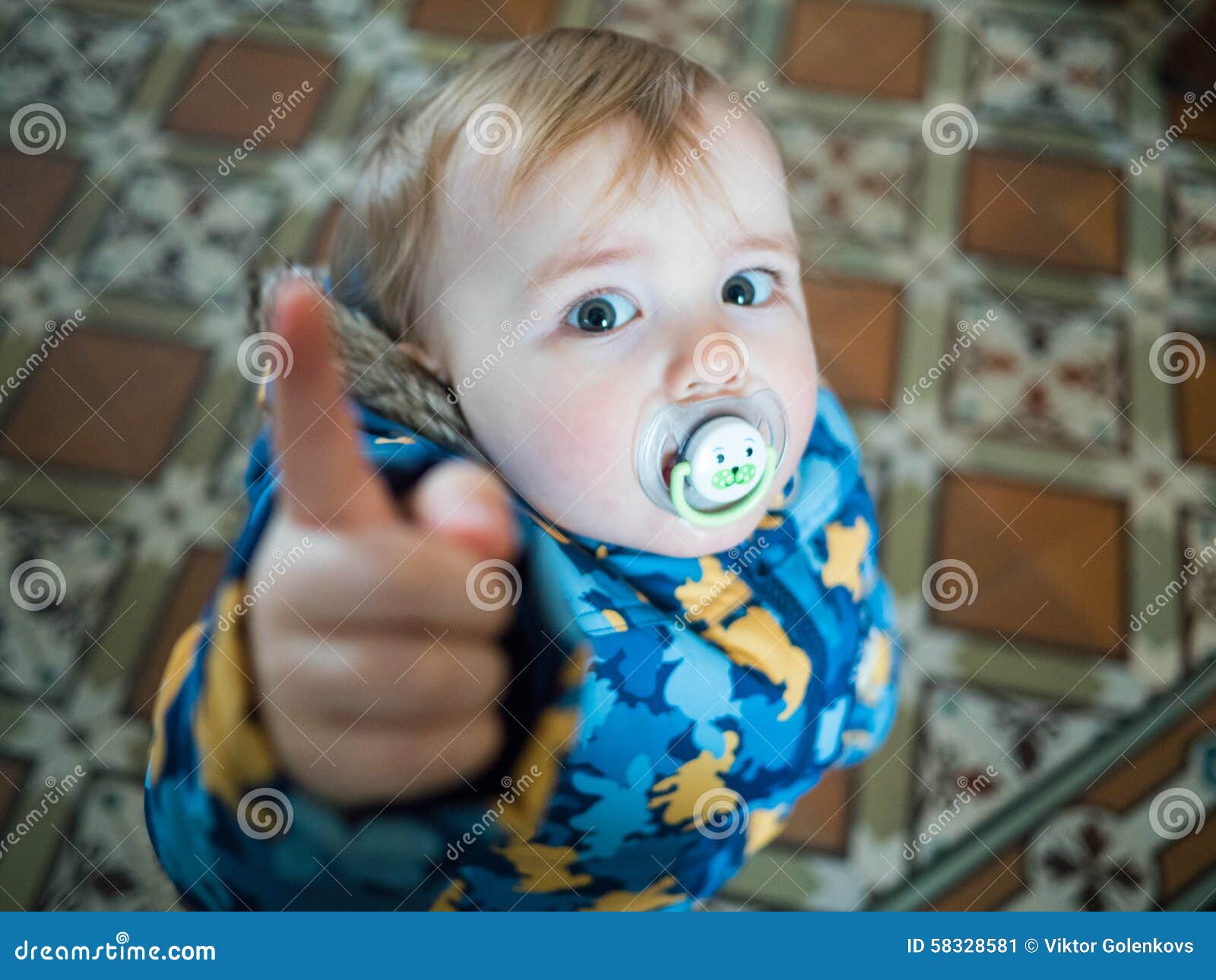 Baby Hand. Show Finger in Camera Stock Image - Image of closeup ...