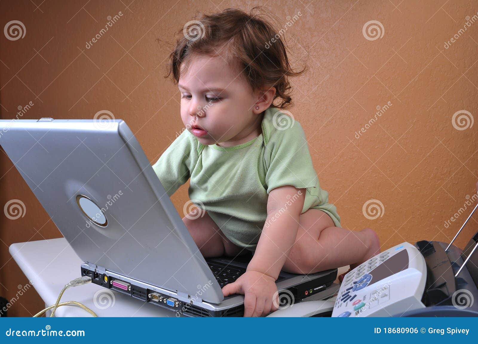 Baby Hard at Work on Her Laptop Stock Photo - Image of sitting, working ...