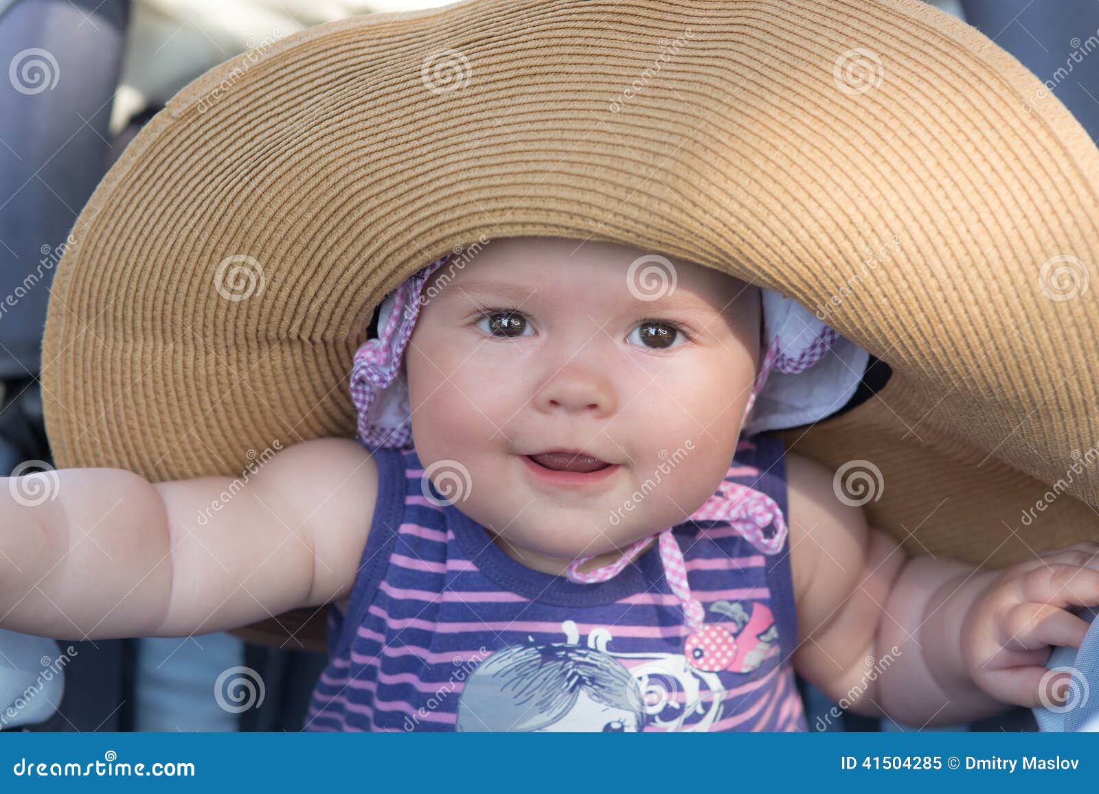 Baby in hat stock image. Image of little, female, babies - 41504285