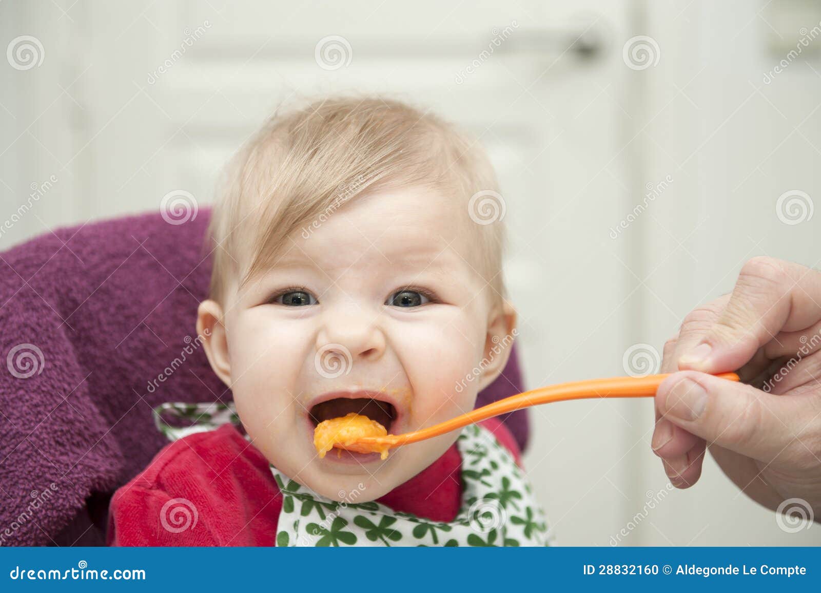 Baby having dinner stock photo. Image of dinner, blond - 28832160