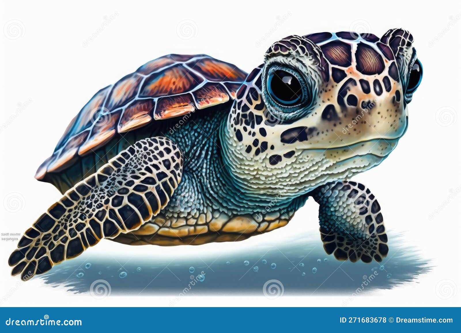 A Baby Hawksbill Turtle Enjoying the Waters of Nassau Stock ...