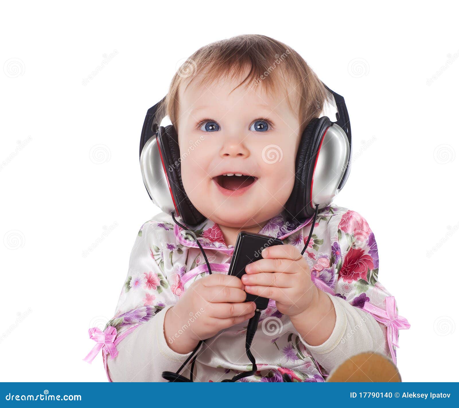 Baby with headphone stock photo. Image of expression - 17790140