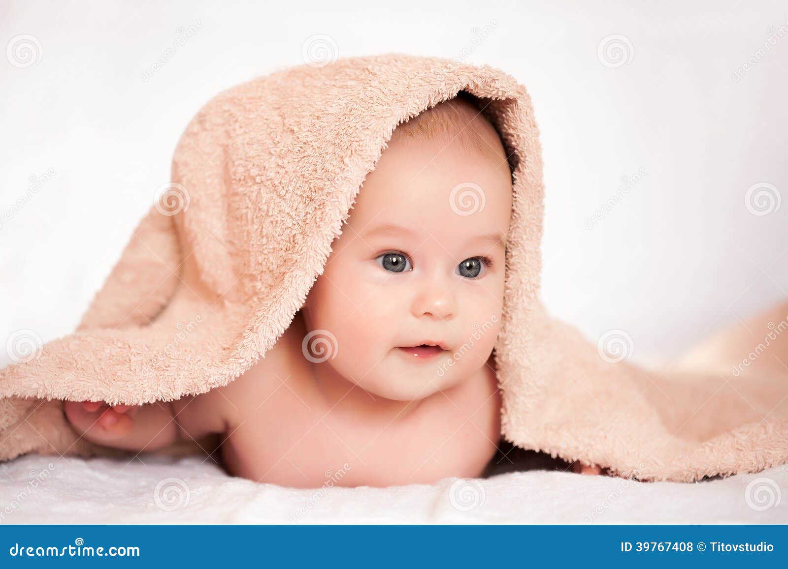 Baby is Hiding Under the White Blanket Stock Photo - Image of human ...