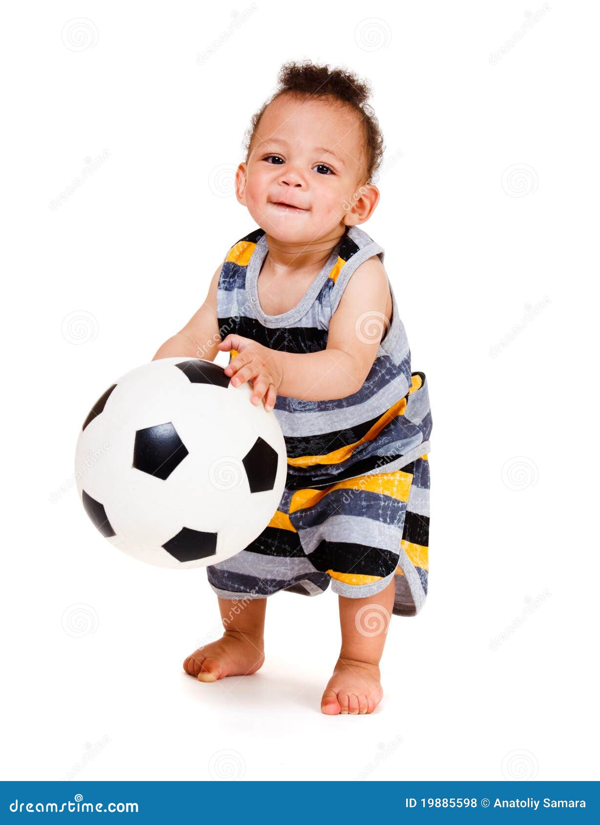 Baby holding ball stock photo. Image of football, joyful - 19885598