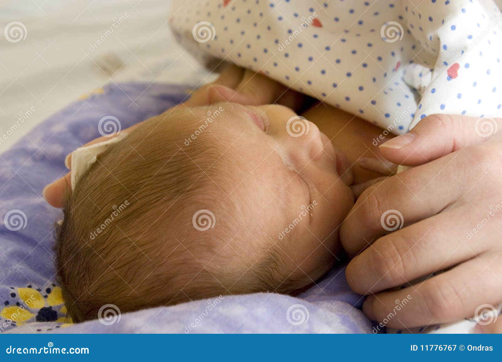 Baby with Hurt Under Care of Its Mother Stock Image - Image of hair ...