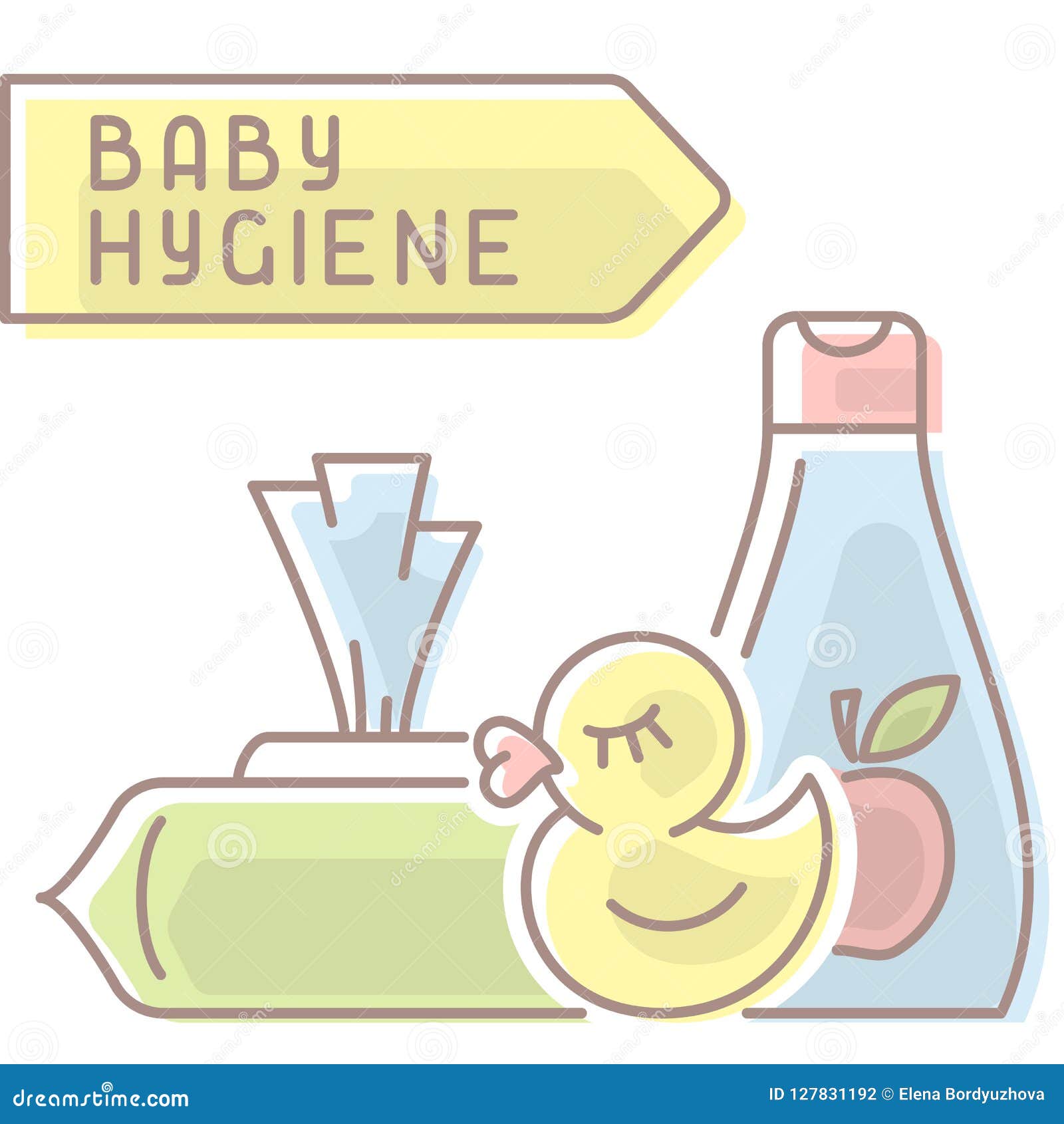 Baby hygiene elements stock vector. Illustration of silhouette - 127831192
