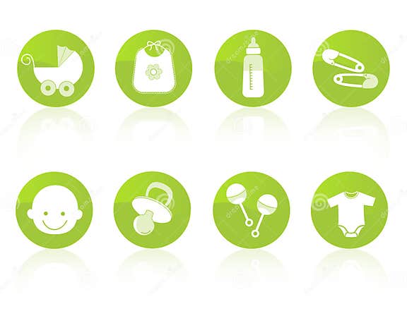 Baby icon set stock vector. Illustration of flower, bodysuit - 10633546