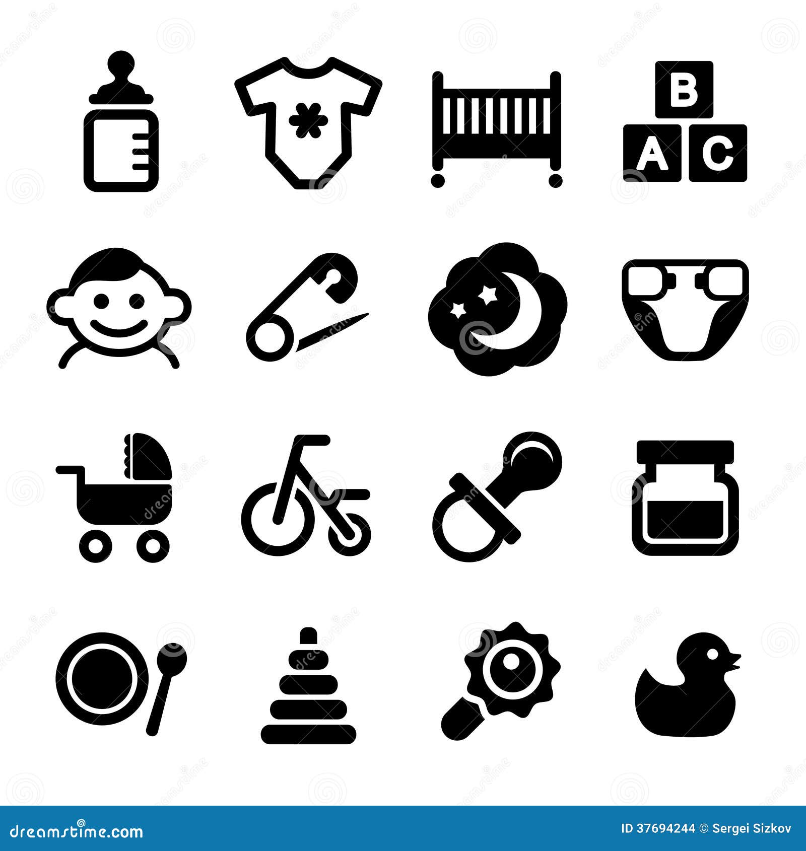 Baby icon set stock vector. Illustration of item, milk - 37694244