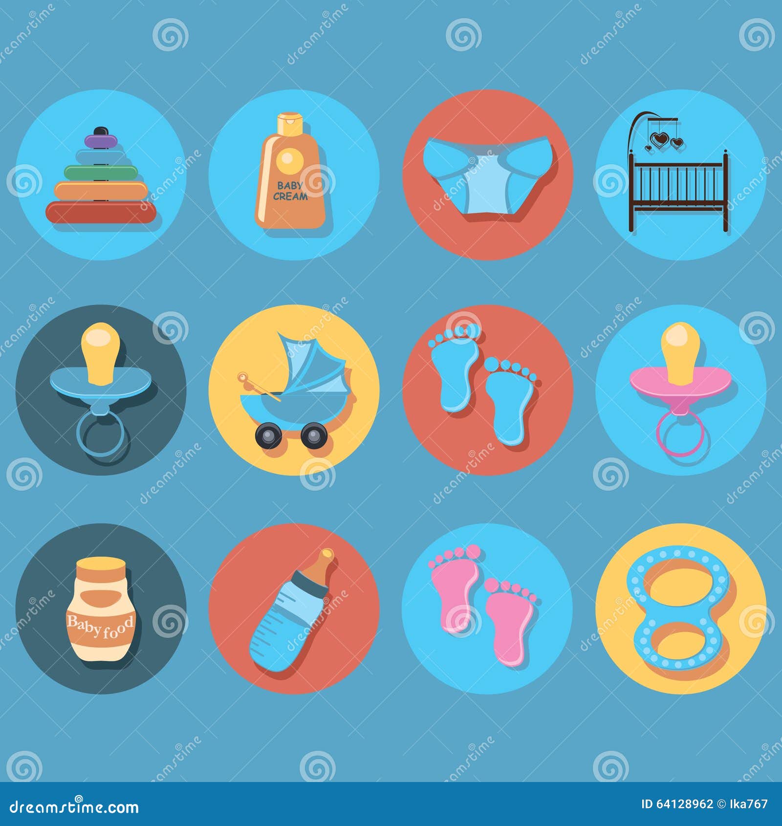 Baby icon set stock illustration. Illustration of girl - 64128962