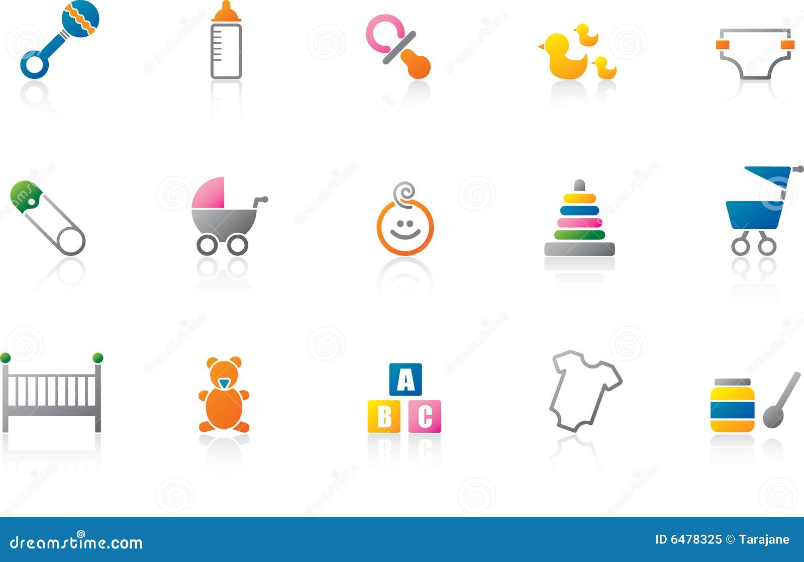 Baby Icon set - Color stock vector. Illustration of carriage - 6478325