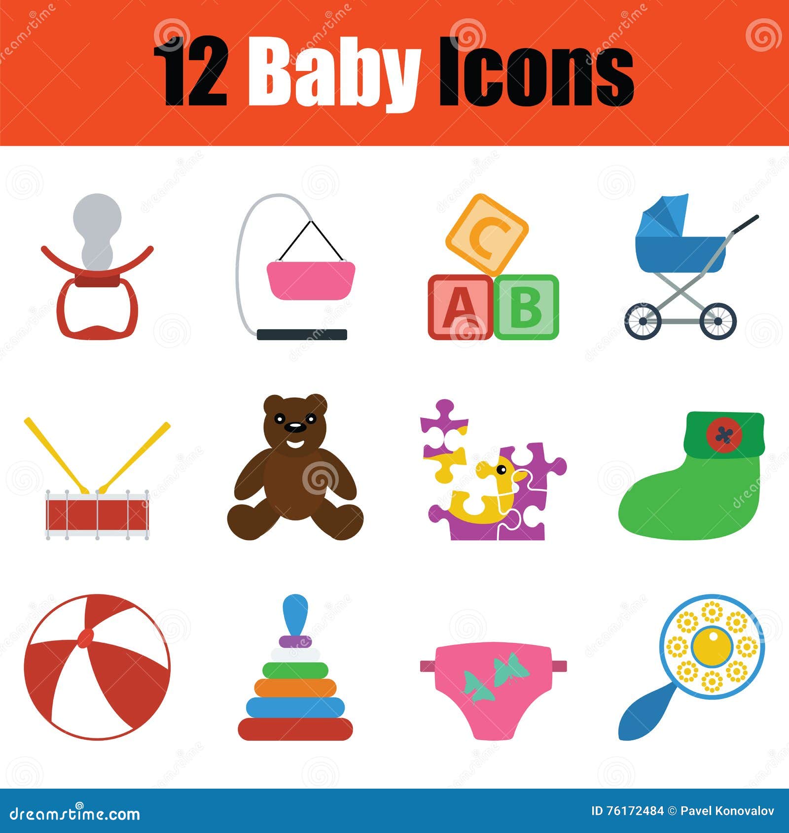 Baby icon set stock vector. Illustration of monitor, food - 76172484