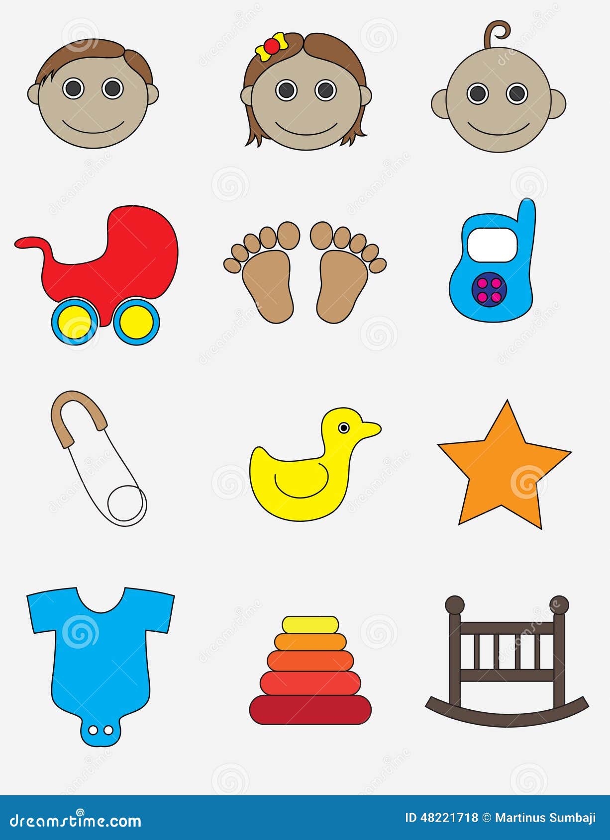 Baby icon set stock vector. Illustration of duck, collection - 48221718