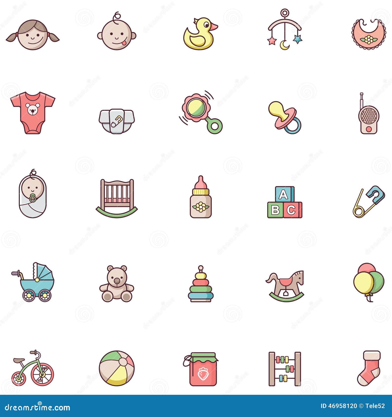 Baby icon set stock illustration. Illustration of elements - 46958120