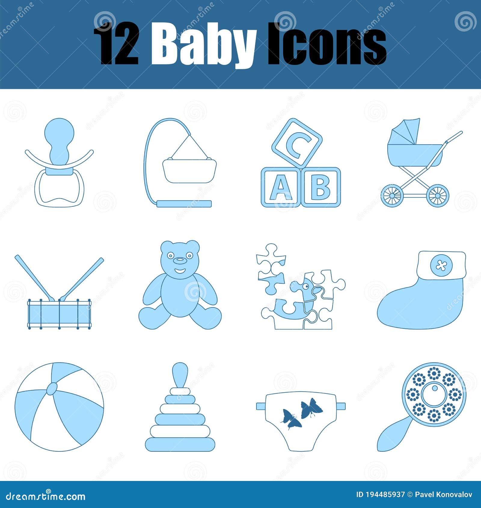 Baby Icon Set stock vector. Illustration of bottle, baby - 194485937