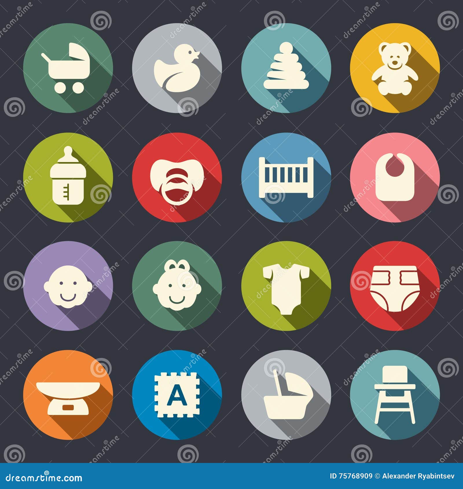 Baby Icon Set. Vector Illustration Stock Illustration - Illustration of ...