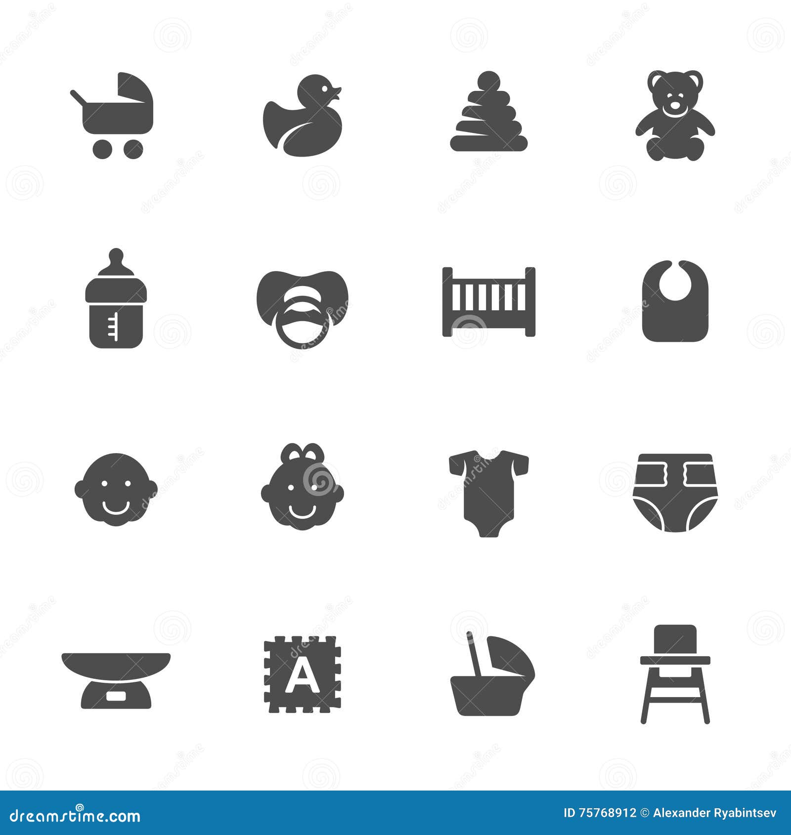 Baby Icon Set. Vector Illustration Stock Illustration - Illustration of ...