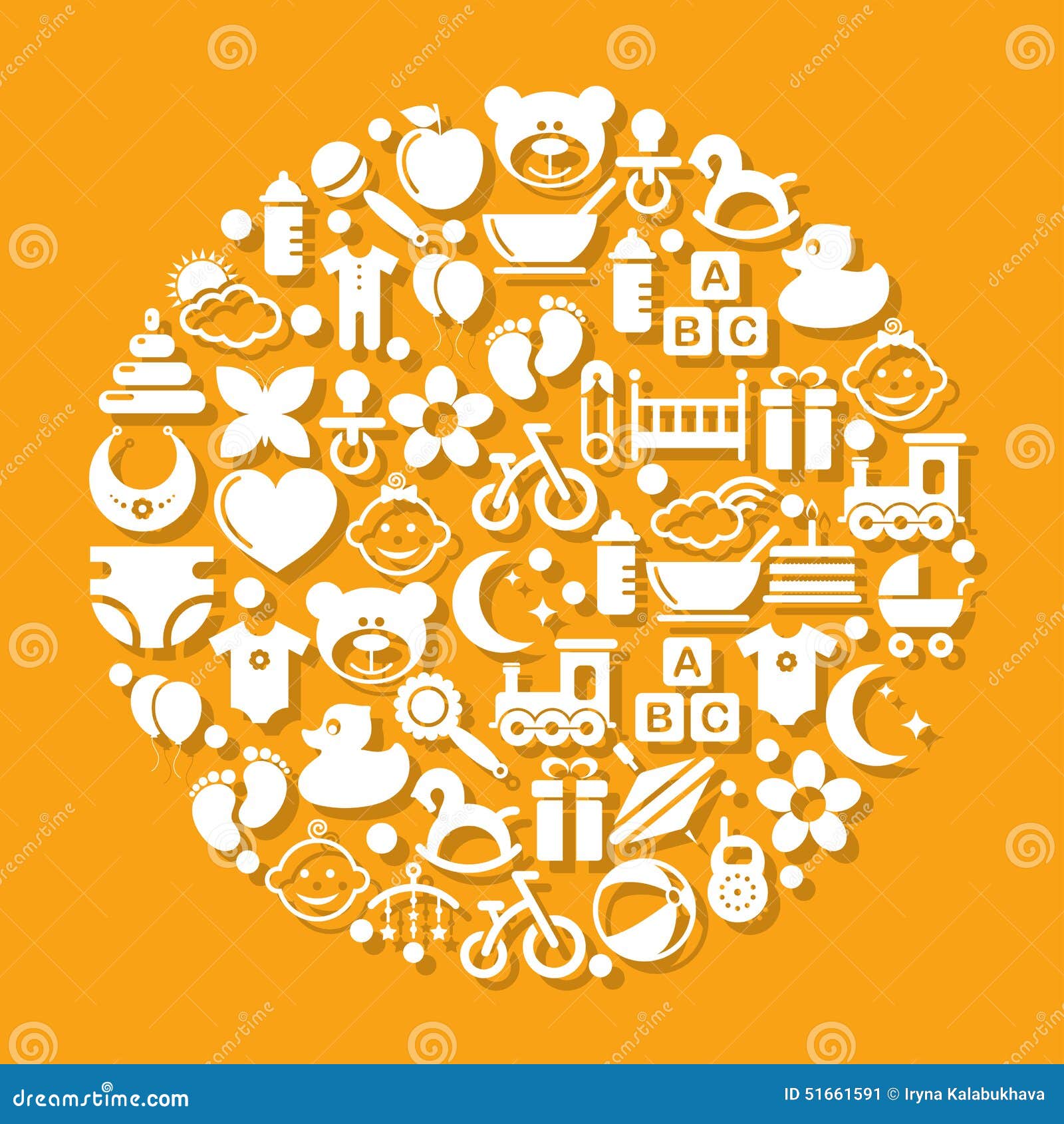 Baby icons in circle stock vector. Illustration of butterfly - 51661591