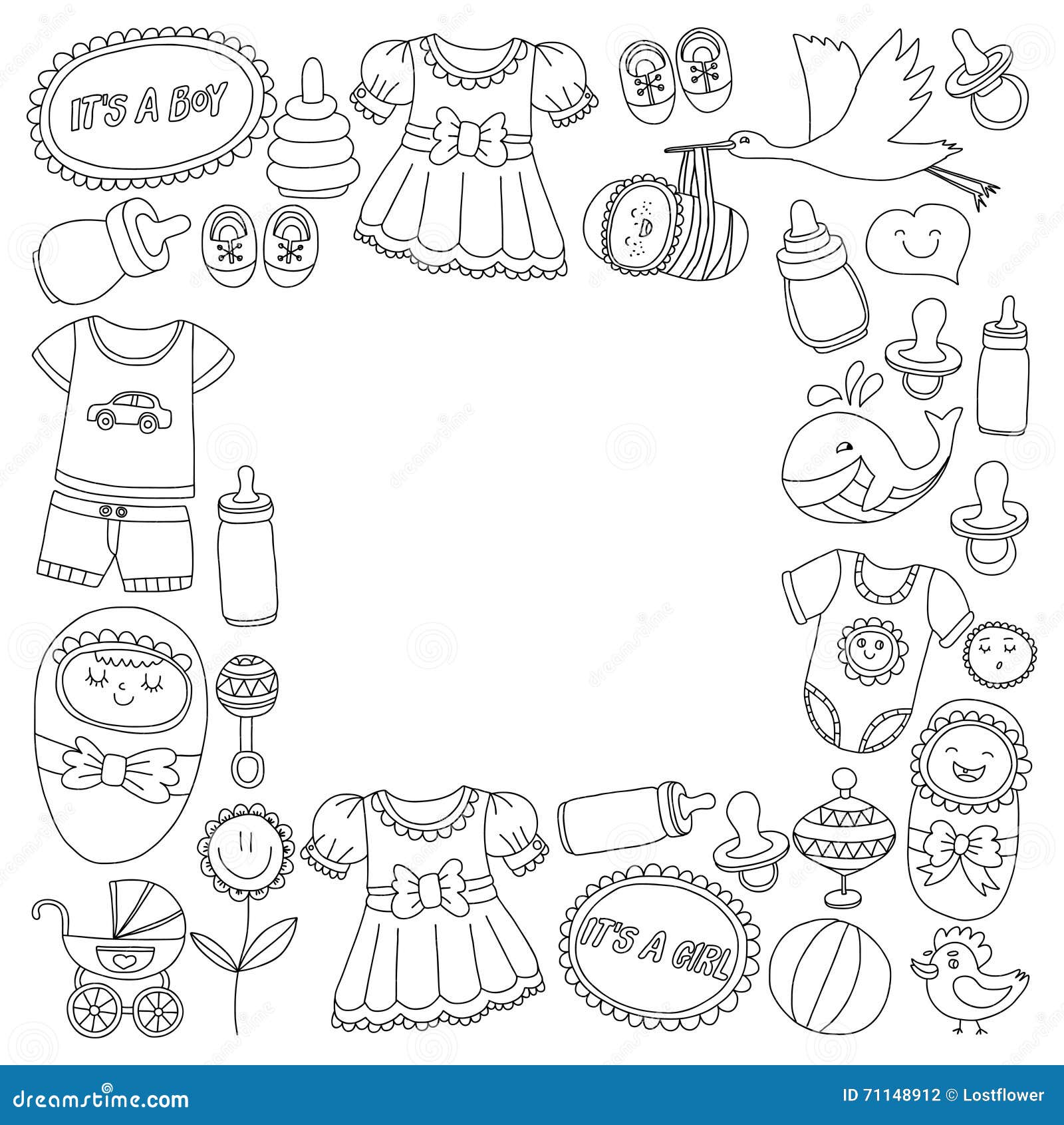 Baby Icons Hand Drawn Doodle Vector Set Stock Vector - Illustration of ...