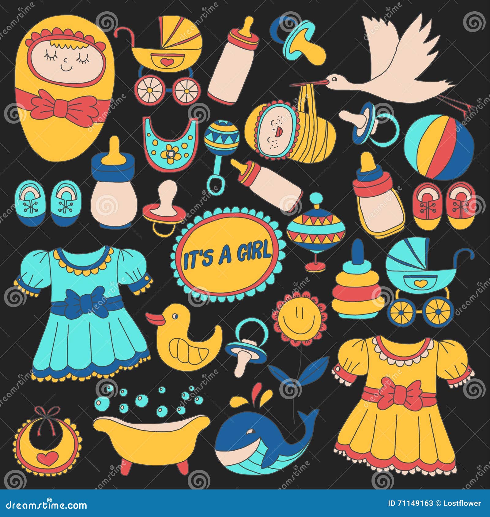 Baby Icons Hand Drawn Doodle Vector Set Stock Vector - Illustration of ...