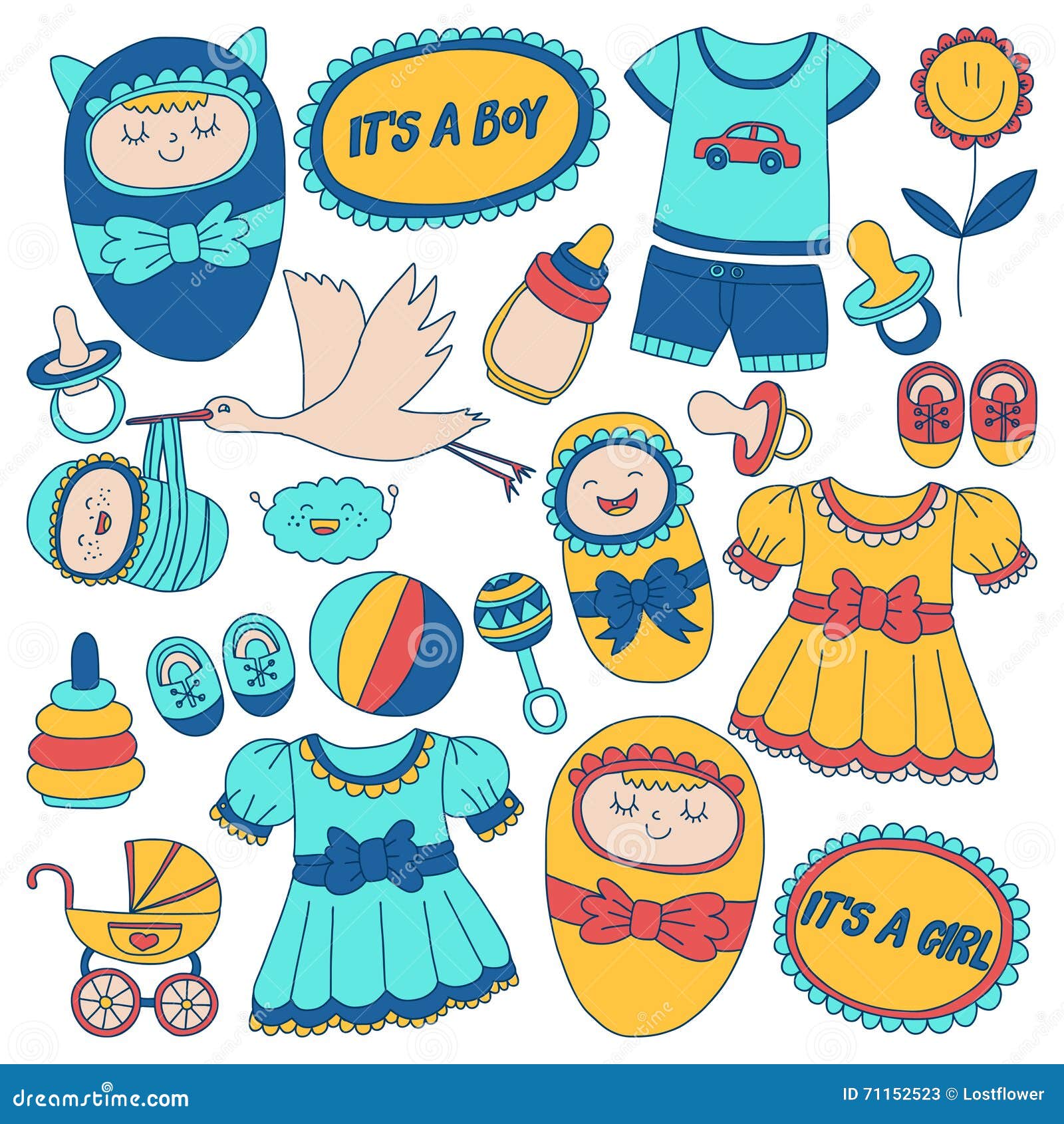 Baby Icons Hand Drawn Doodle Vector Set Stock Vector - Illustration of ...