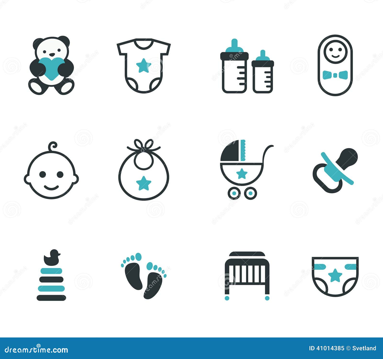 Baby icons. stock vector. Illustration of newborn, footprint - 41014385