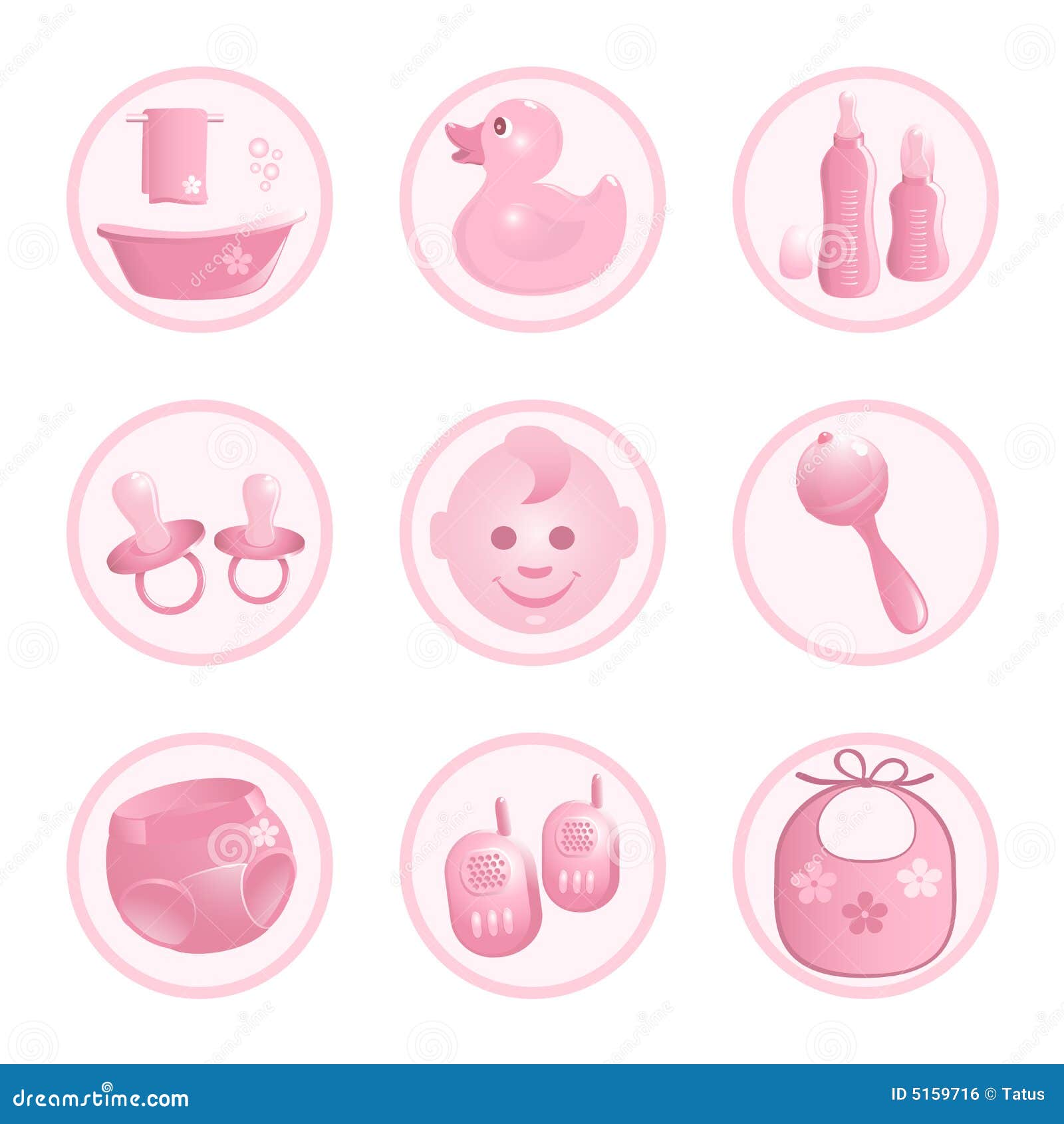 Baby-Icons in pink. stock vector. Illustration of babyphone - 5159716