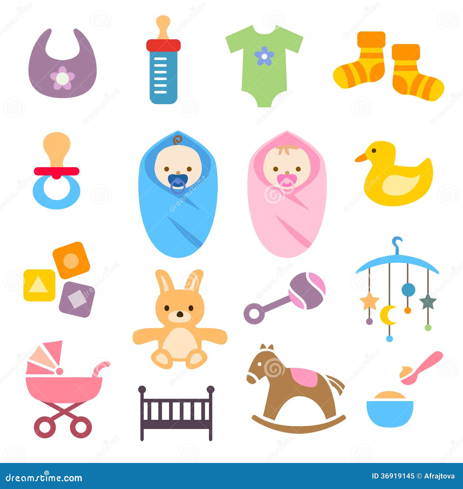 Baby Icons Set stock vector. Illustration of carriage - 36919145