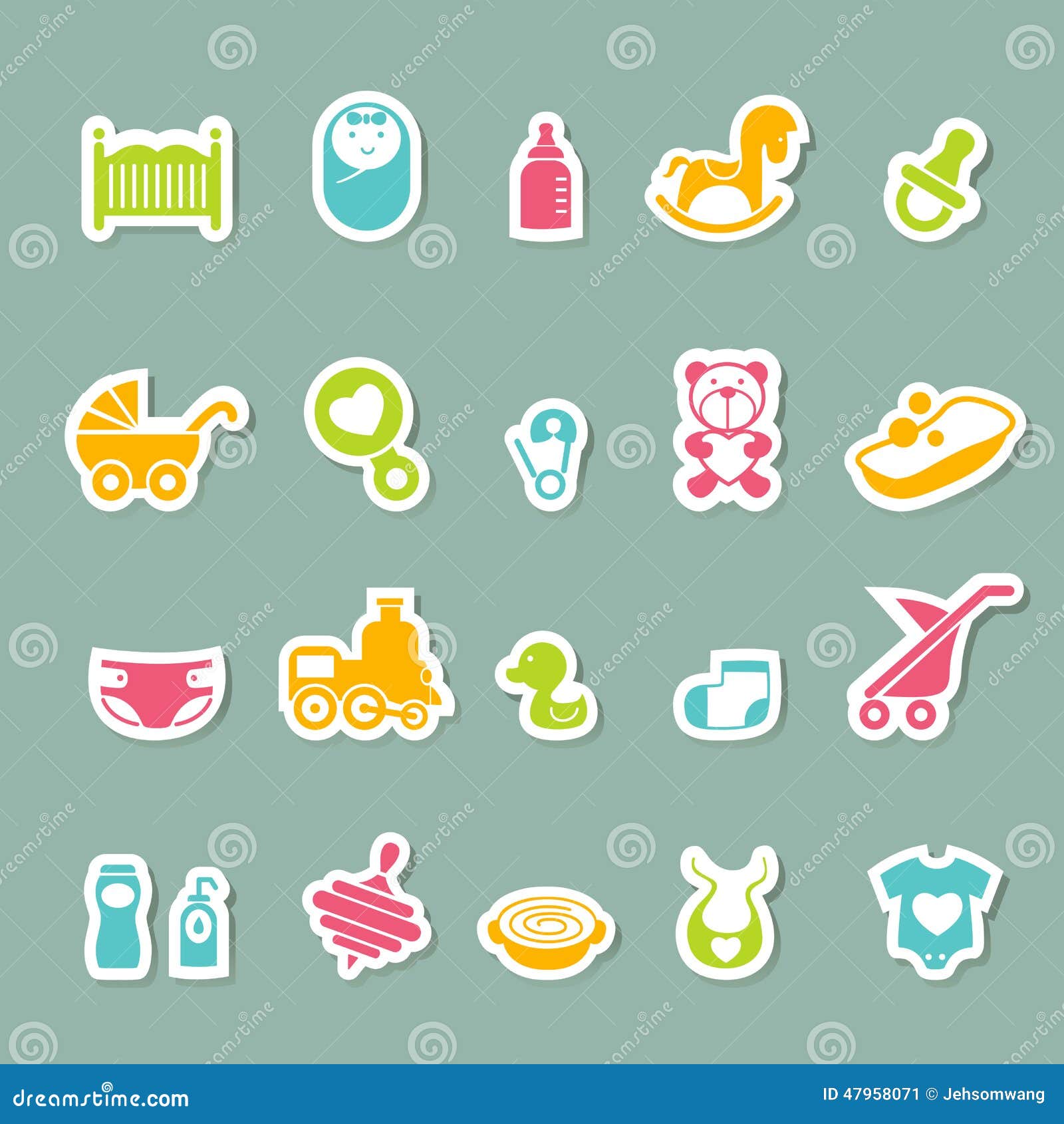 Baby icons set stock vector. Illustration of design, face - 47958071