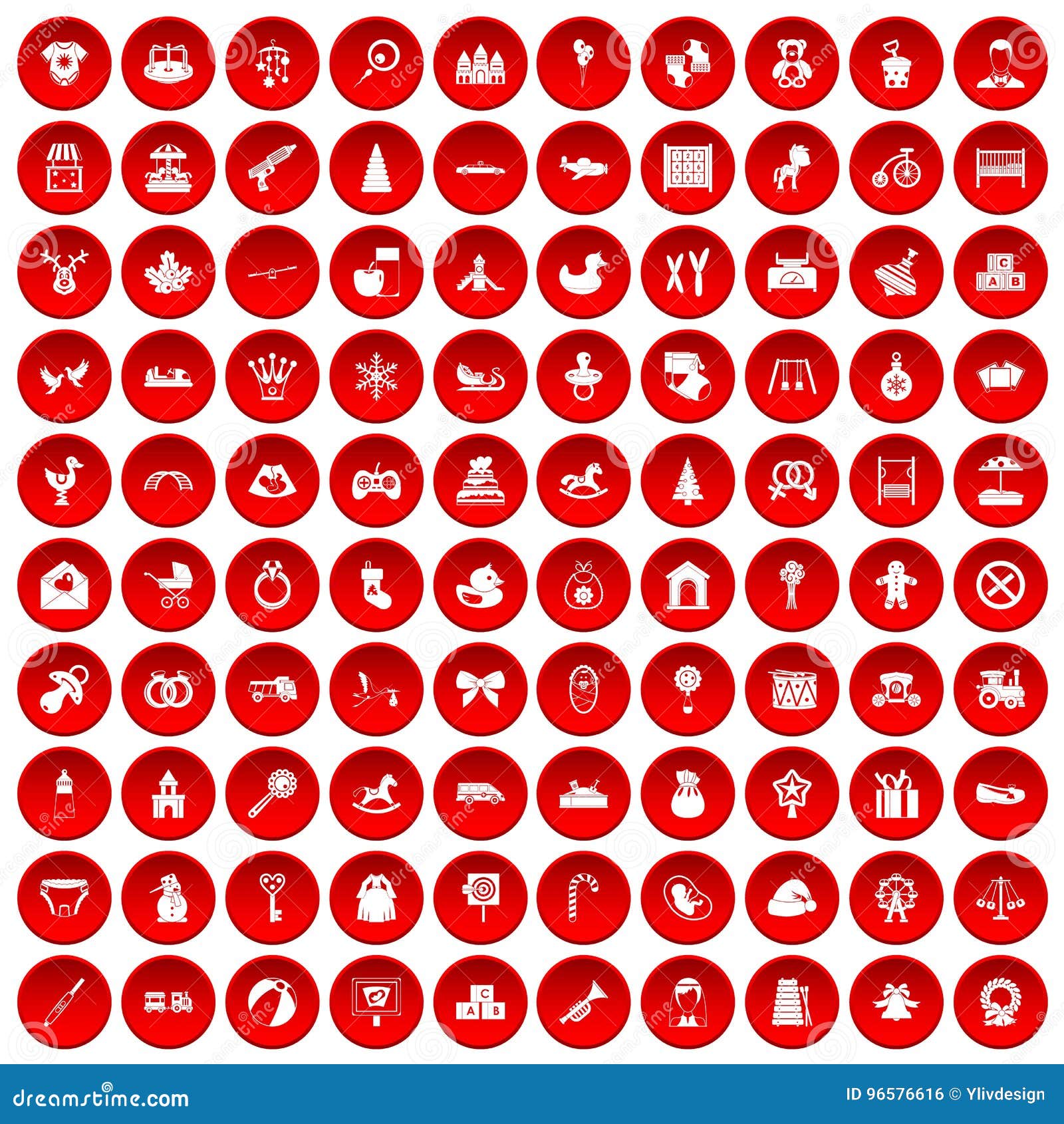 100 baby icons set red stock vector. Illustration of pigeons - 96576616