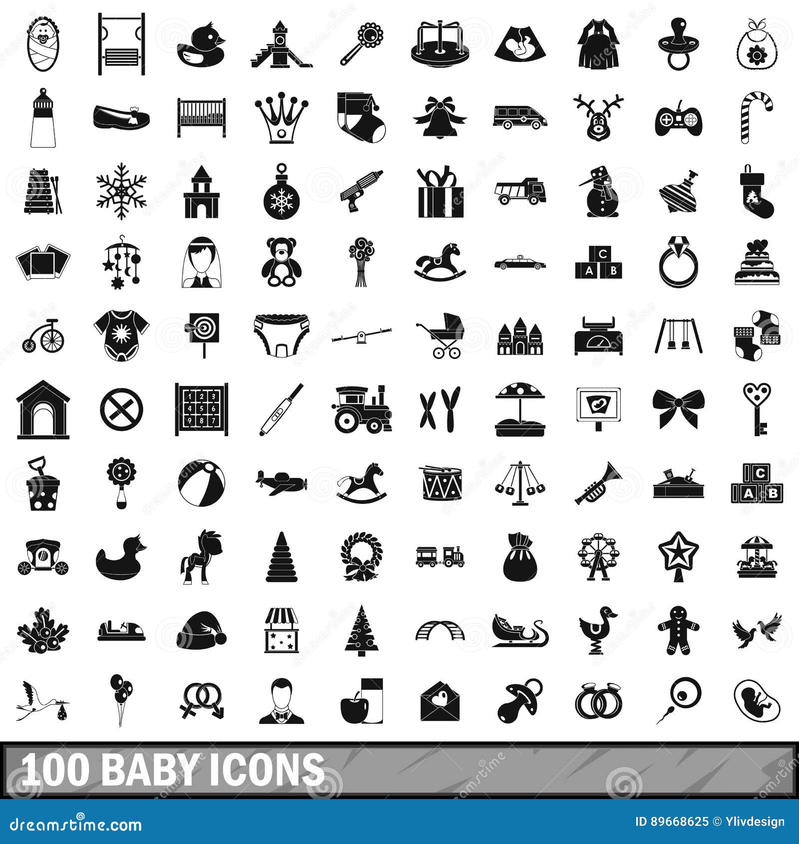 100 Baby Icons Set, Simple Style Stock Vector - Illustration of carrot ...