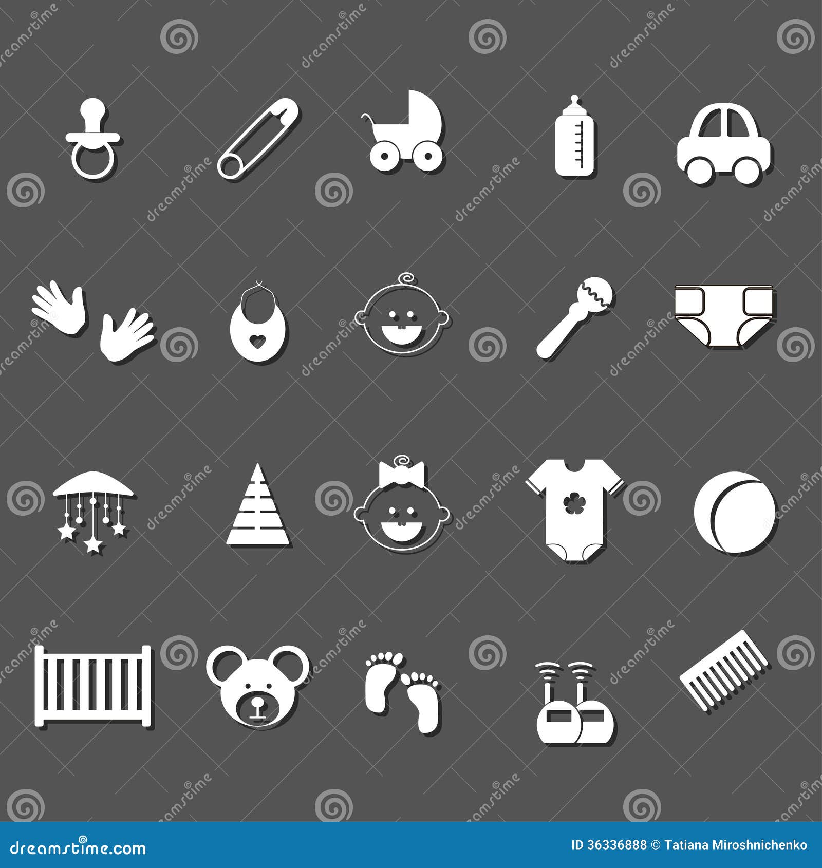 Baby Icons Set.Vector Illustration Stock Vector - Illustration of head ...