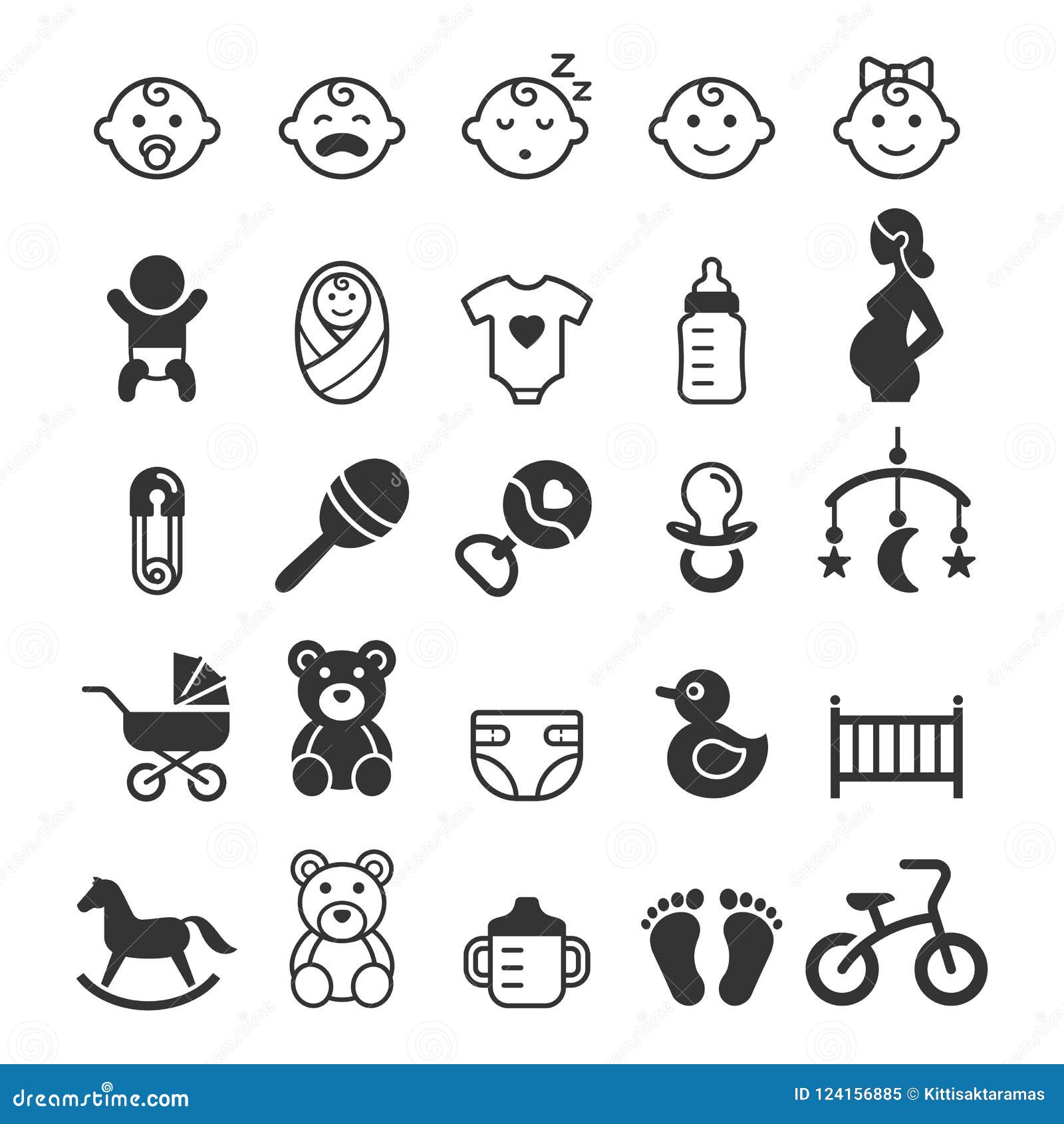 Baby Icons Set. Vector Illustration. Stock Vector - Illustration of ...