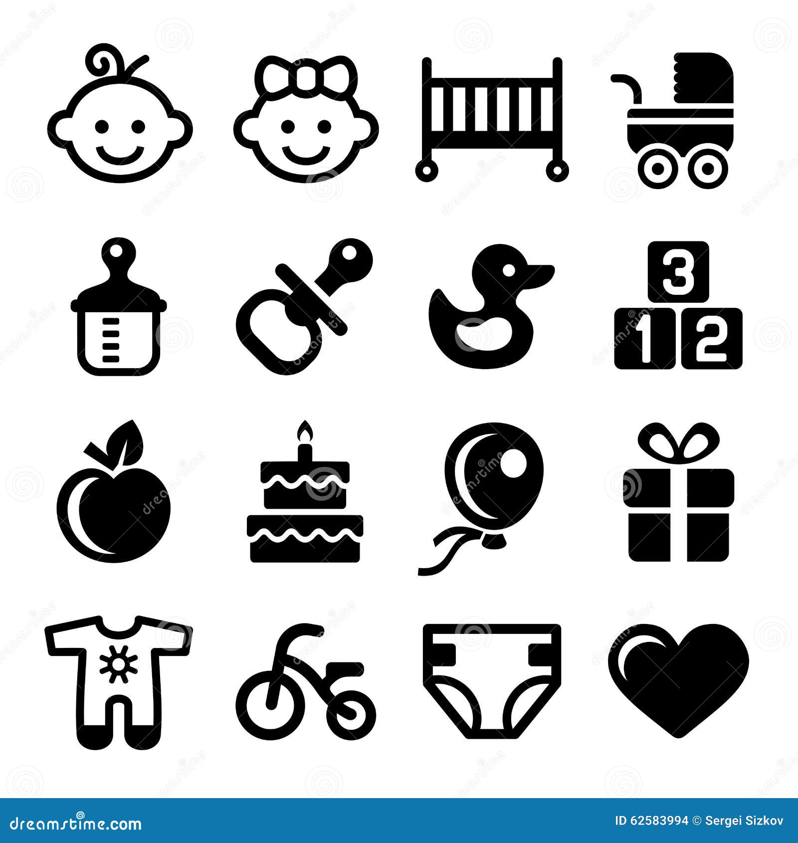 Baby Icons Set stock vector. Illustration of isolated - 62583994