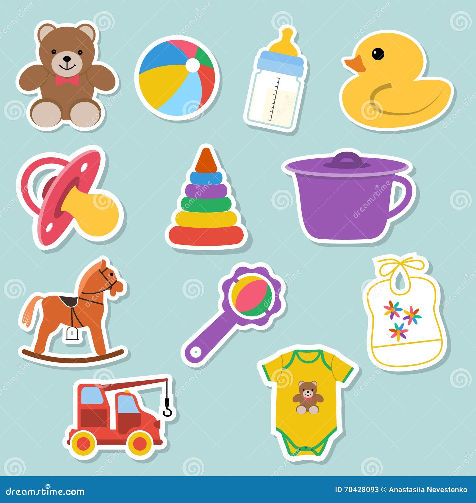 Baby icons stickers stock vector. Illustration of birthday - 70428093