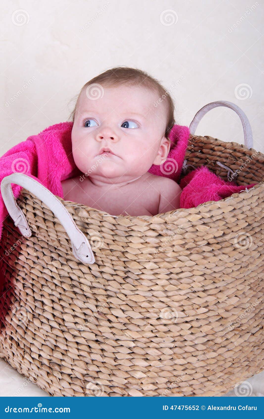 Baby im Korb stockfoto. Bild von glücklich, schönheit - 47475652