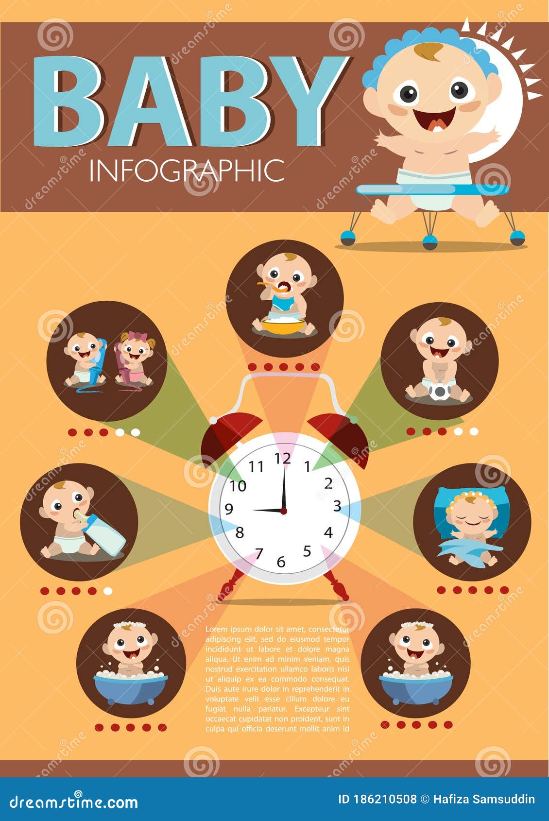 Baby Infographic. Vector Illustration Decorative Design Stock Vector ...