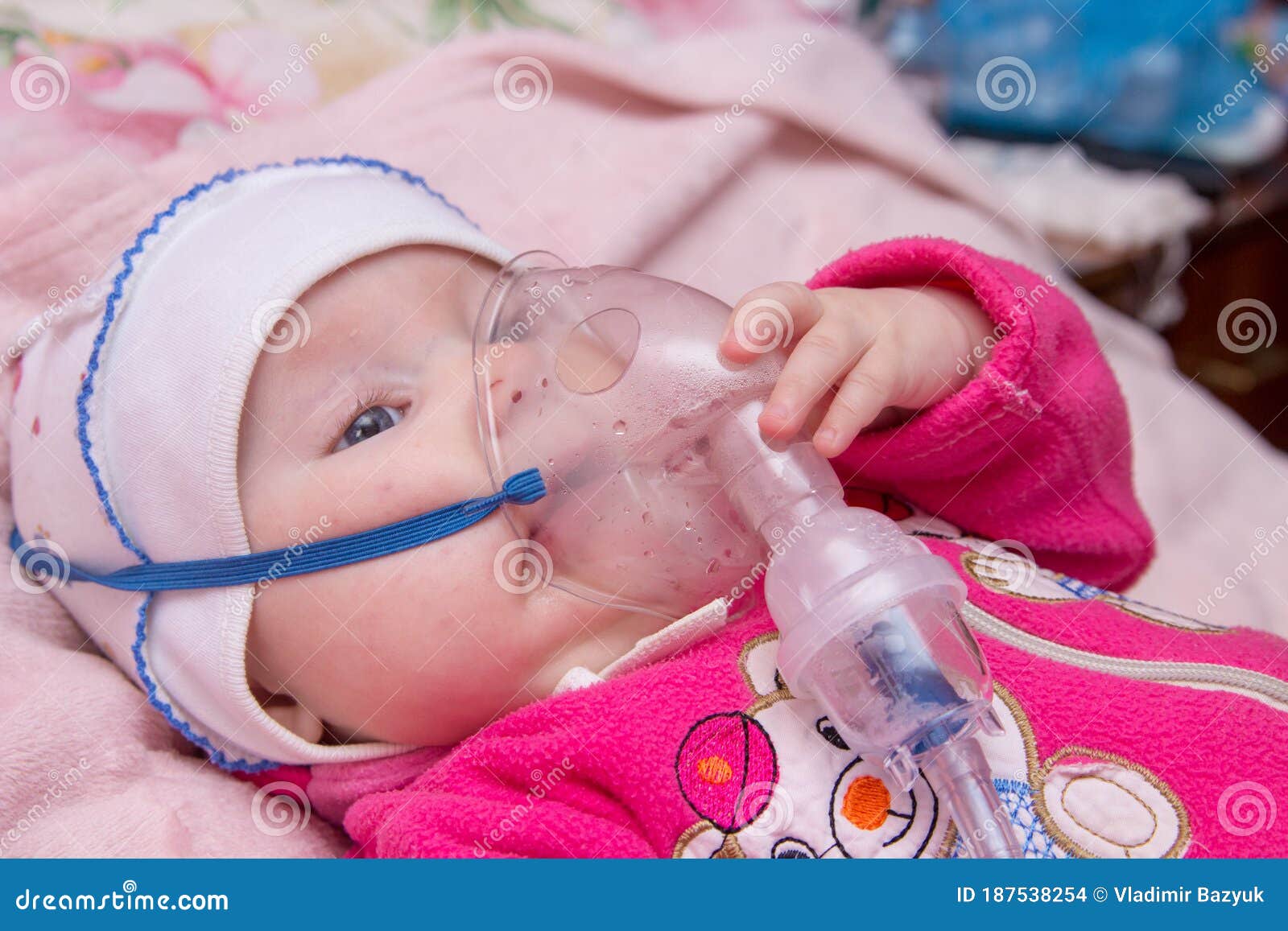Baby with Inhaler,the Baby is Treated at Home with a Nebulizer Stock ...