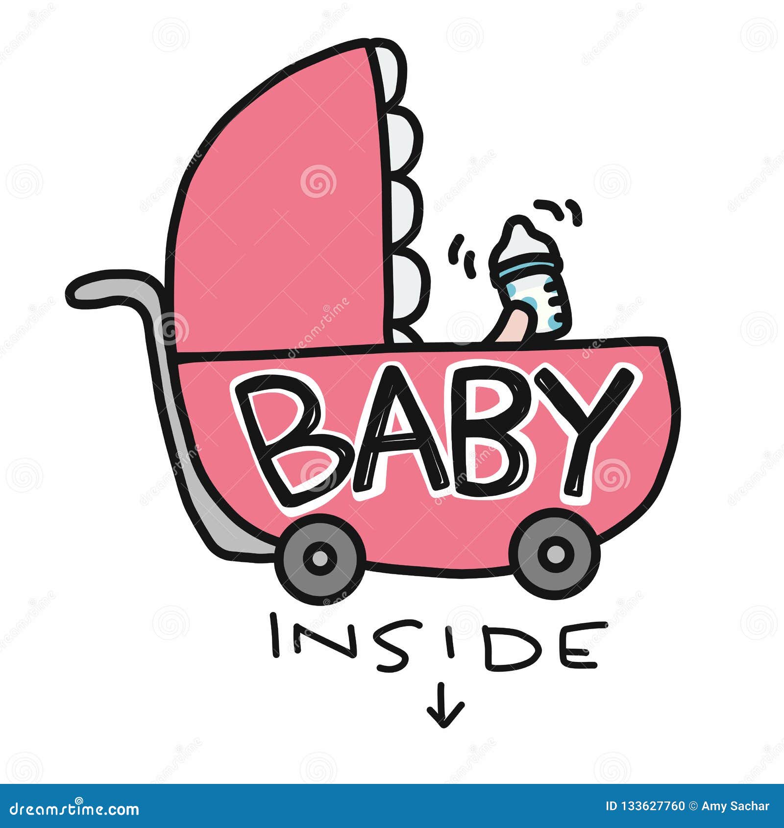 Baby Inside Baby Car Cartoon Doodle Vector Illustration Stock Vector ...