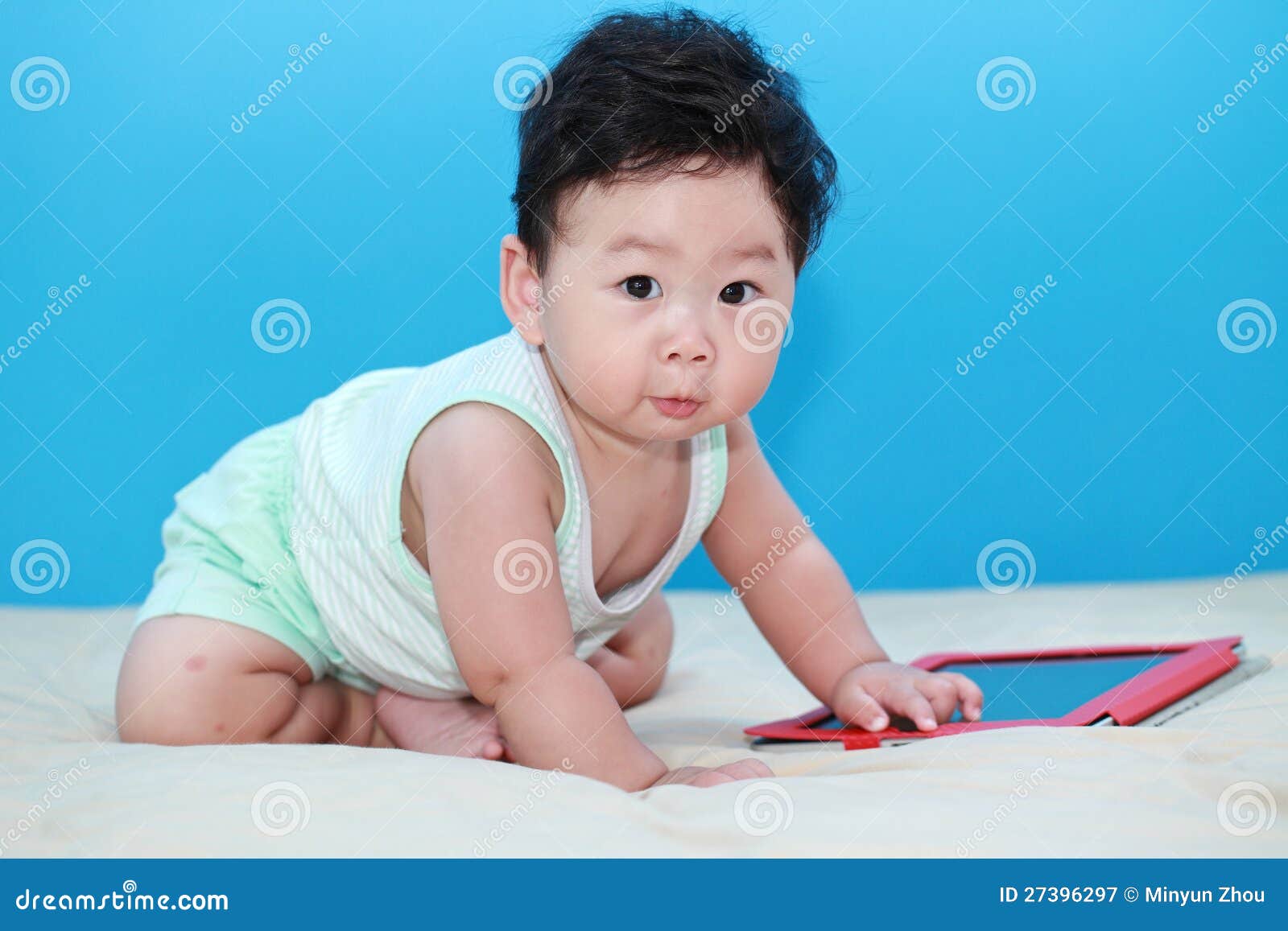 Baby with Ipad stock image. Image of gift, activity, infant - 27396297