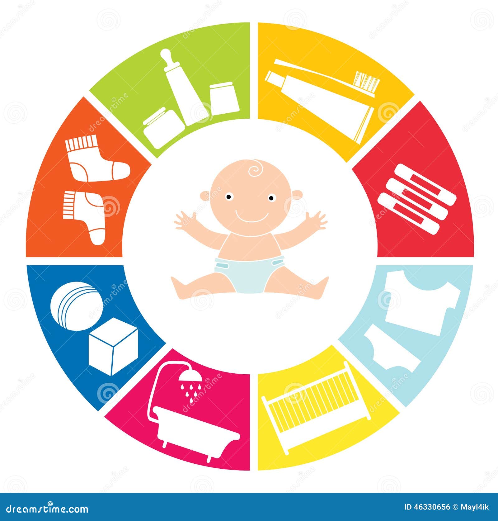 Baby items stock vector. Illustration of stroller, newborn - 46330656